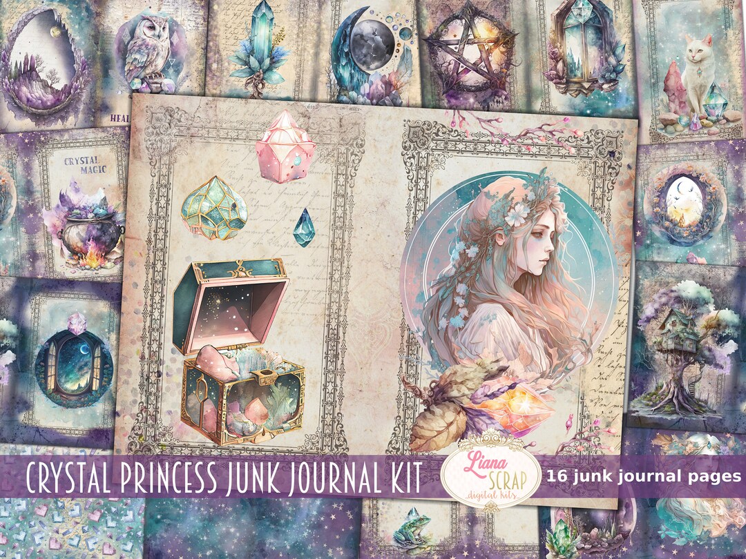 Crystal Princess Junk Journal Kit, Fantasy World Collage Printables ...