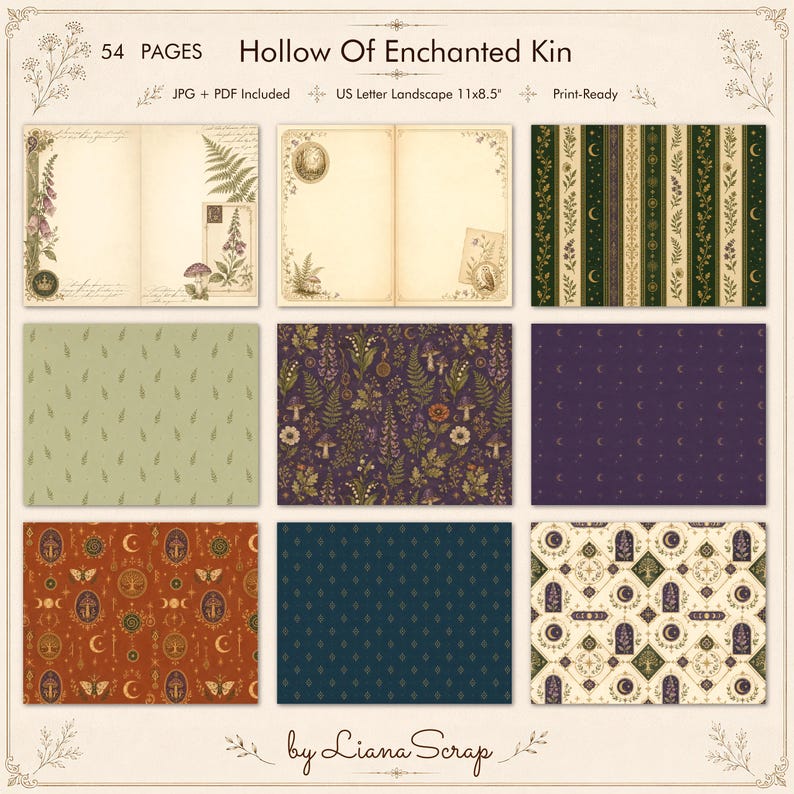 Kit per junk journal stampabile "Hollow Of Enchanted Kin", 54 pagine di ...