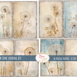 Dandelion Junk Journal, Digital Paper, Printable, Flower Journal ...