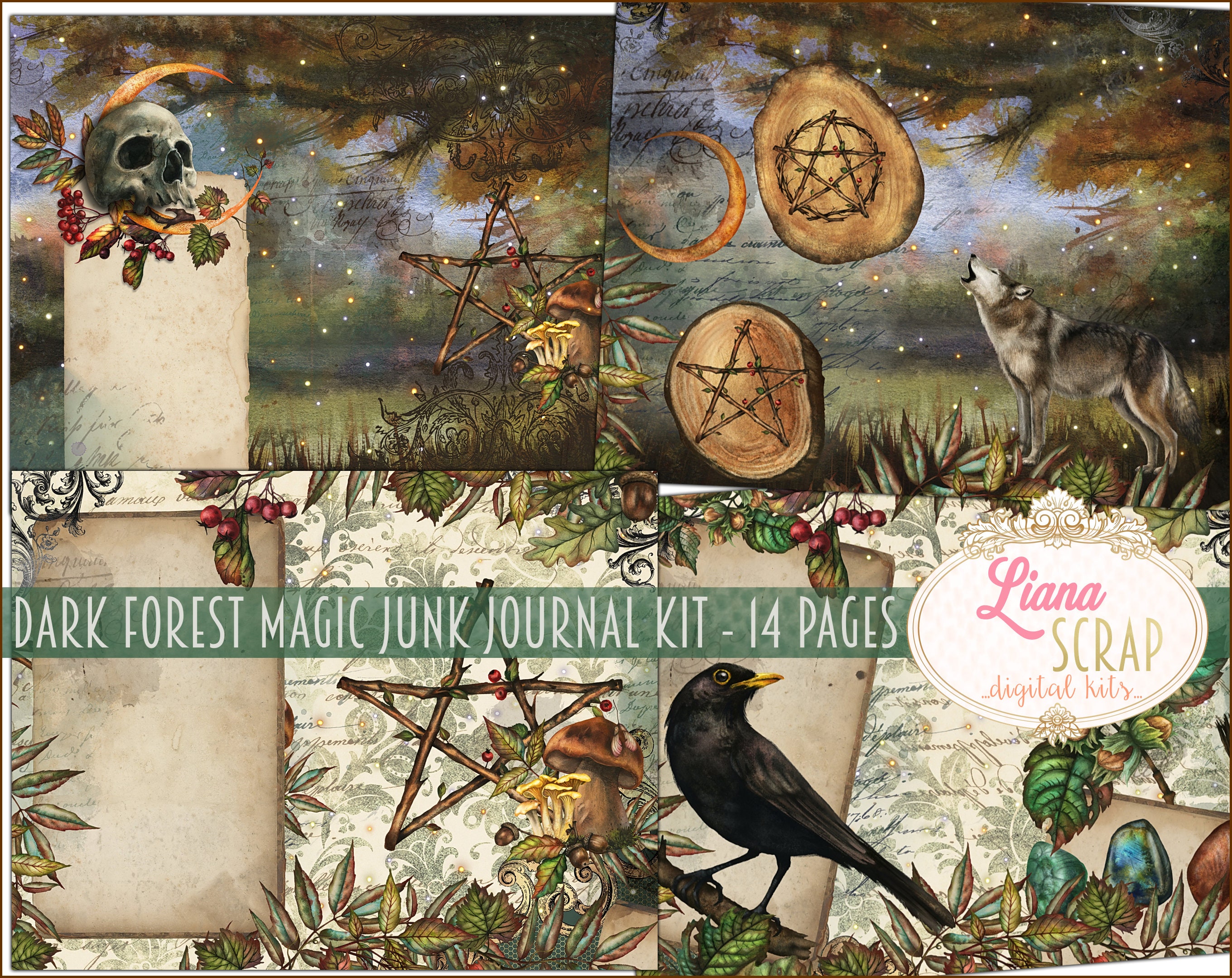 Dark Forest Magic Digital Kit Printable Mysticism and Magic - Etsy