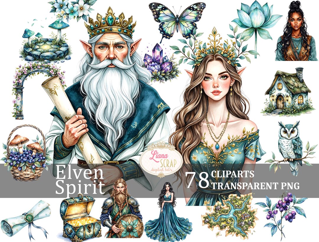 Elven Spirit 78 Clipart Images - Watercolor PNG for Digital Art ...