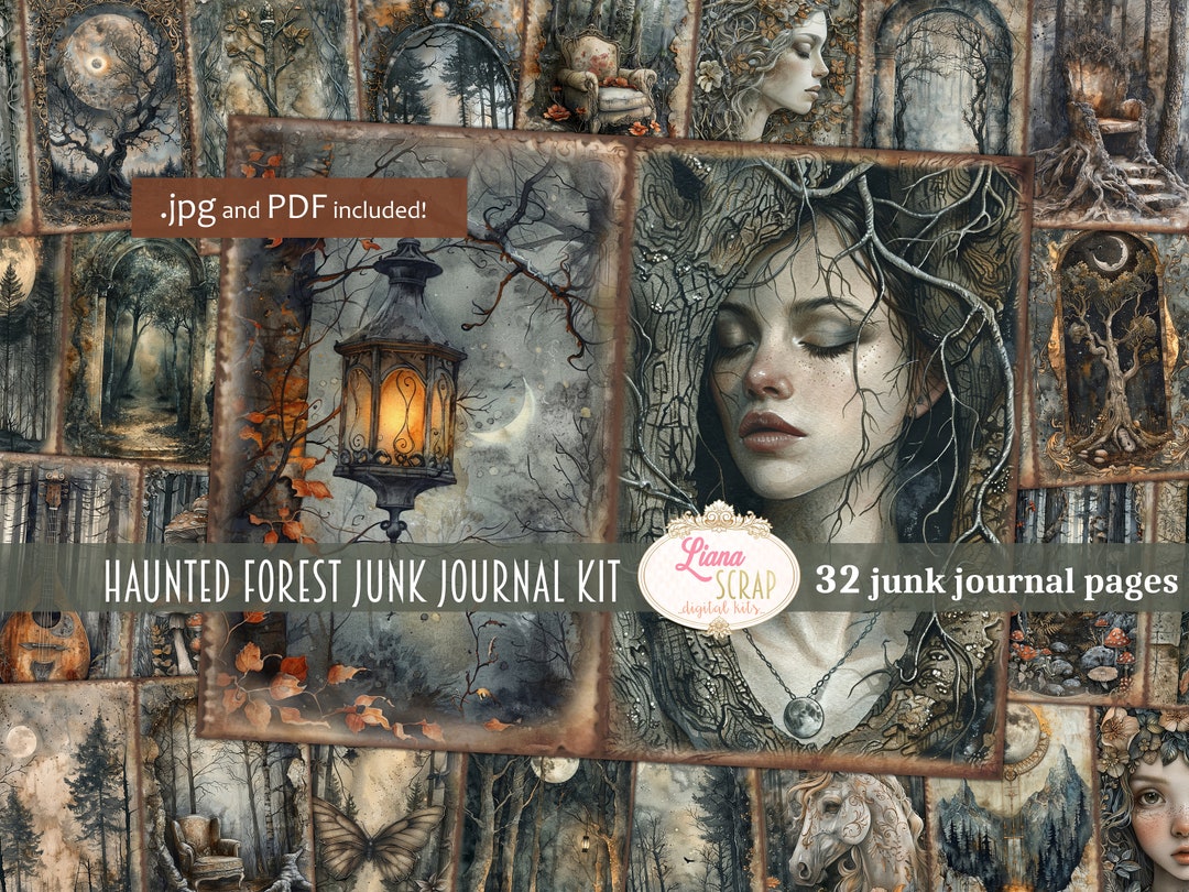 Haunted Forest Junk Journal Digital Kit Printable, Dark Forest ...