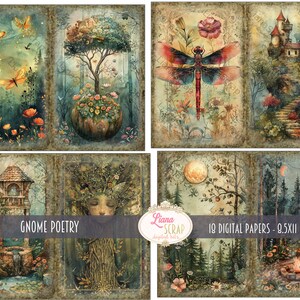 Gnome Poetry Junk Journal Digital Kit Printable, Fairytale Printable ...
