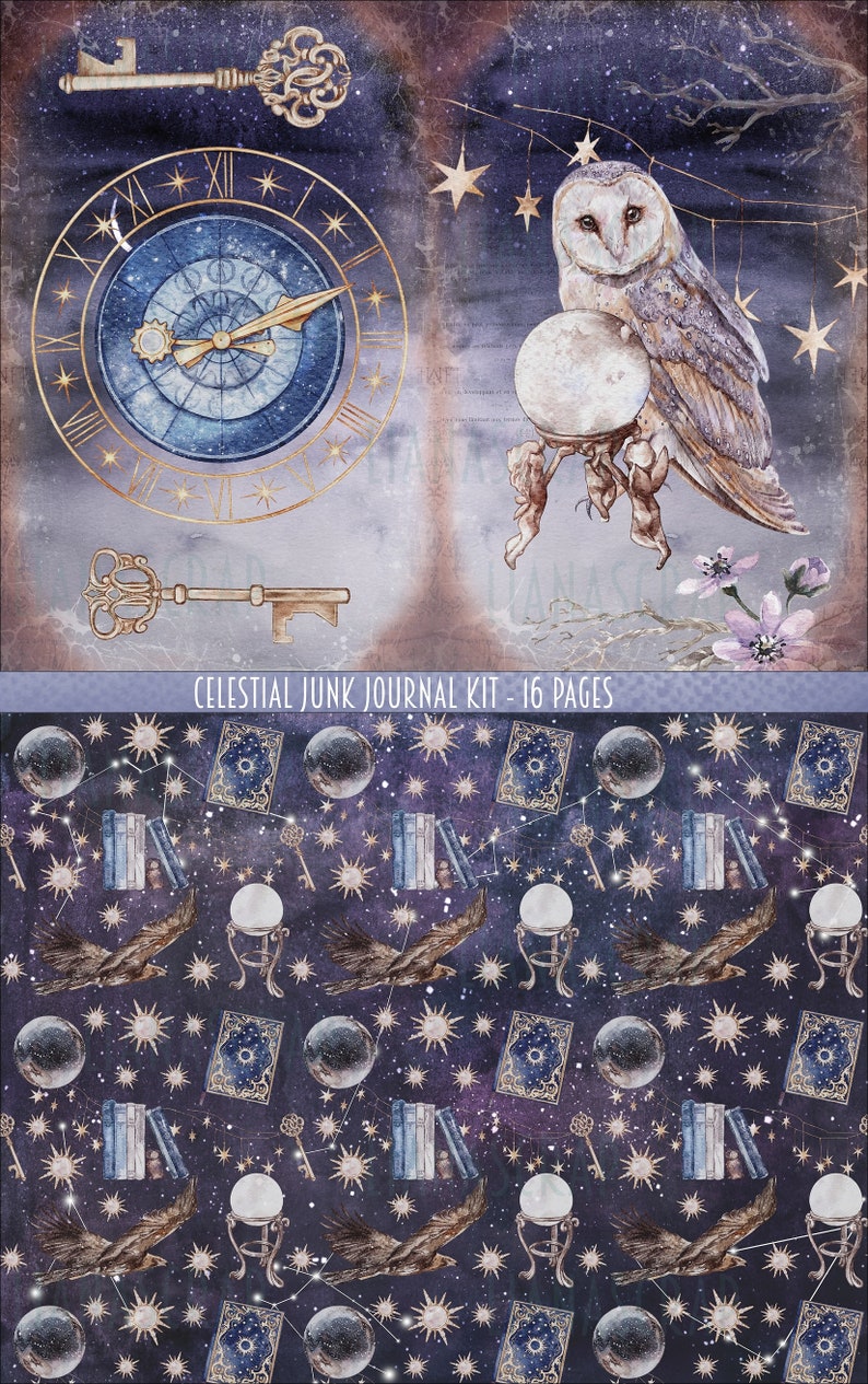Celestial Junk Journal Digital Kit Printable, Astrology and Astronomy ...
