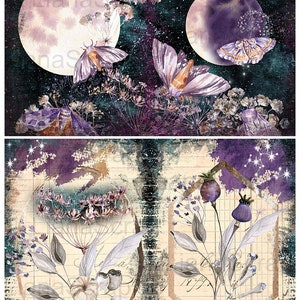 Midnight Moth Junk Journal Digital Kit Printable, Constellations and Starry Night Collage Sheets ...