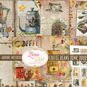 Coffee Beans Junk Journal Digital Kit, Coffee Printable Journal, Coffee ...