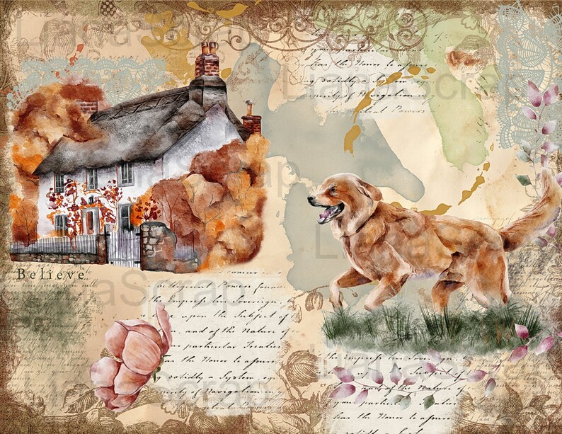 Autumn Cottage Junk Journal Kit, Fall Floral Printable (digital ...