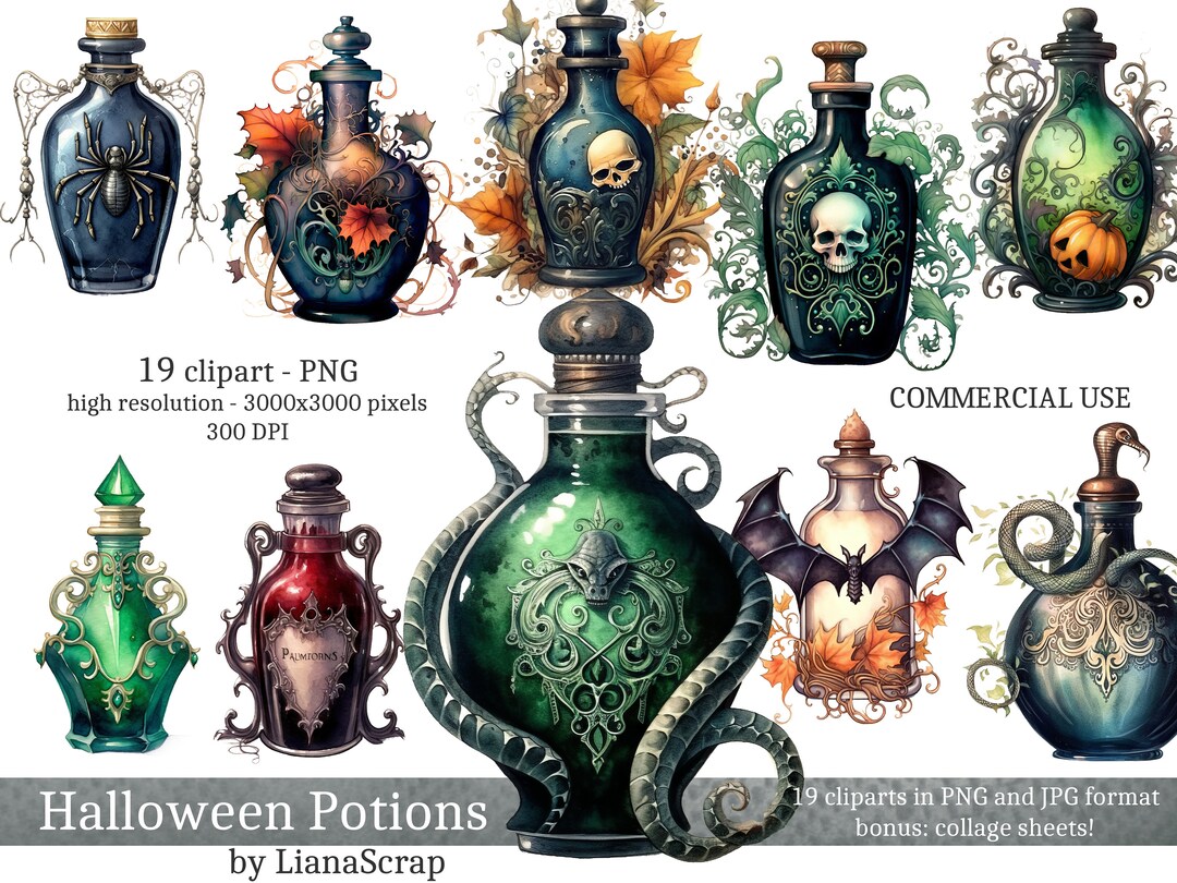 Halloween Potions Clipart PNG Set 19 Halloween Clipart - Etsy Australia