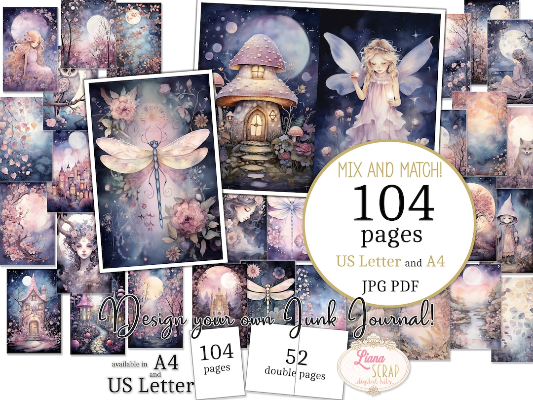 Junk Journal - Moonlit Garden - US Letter and A4 Size, Mix and Match ...