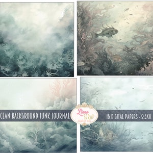 Cursed Ocean Background Paper, Haunted Underwater Collage Printable ...
