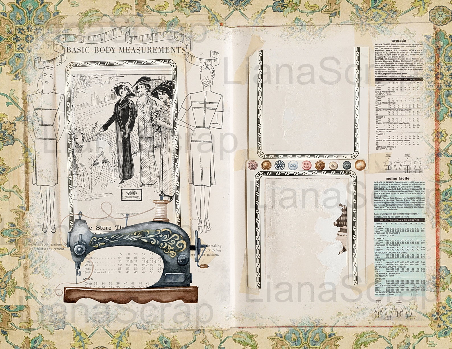 Vintage Sewing Junk Journal Digital Kit Sewing Themed - Etsy