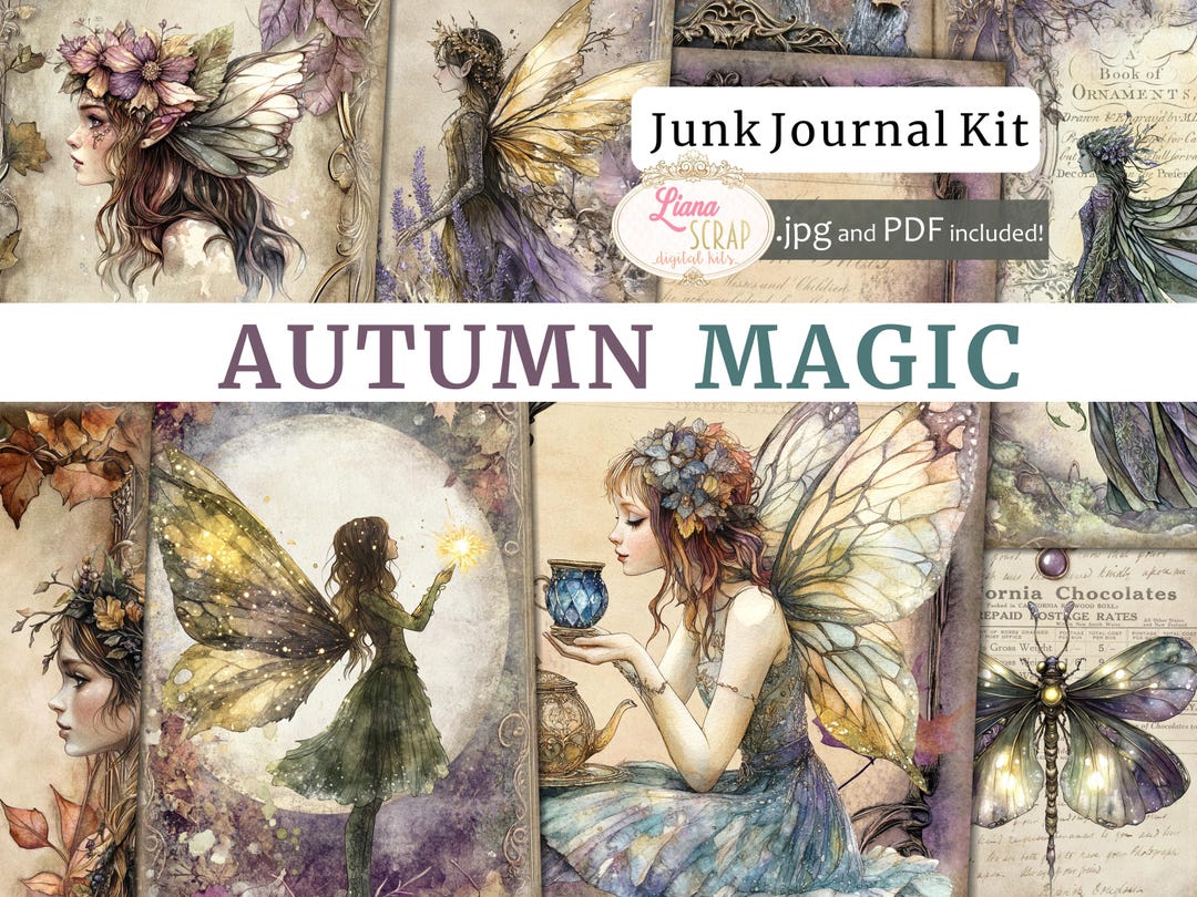 Autumn Magic Junk Journal Kit, Enchanted Forest Decorated Fantasy ...