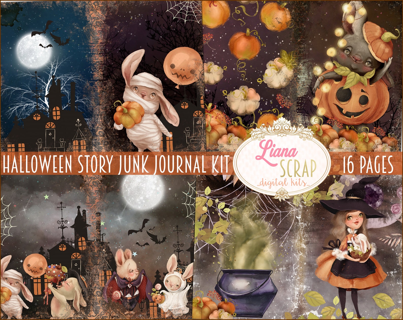 Halloween Story Junk Journal Digital Kit Printable Magical - Etsy