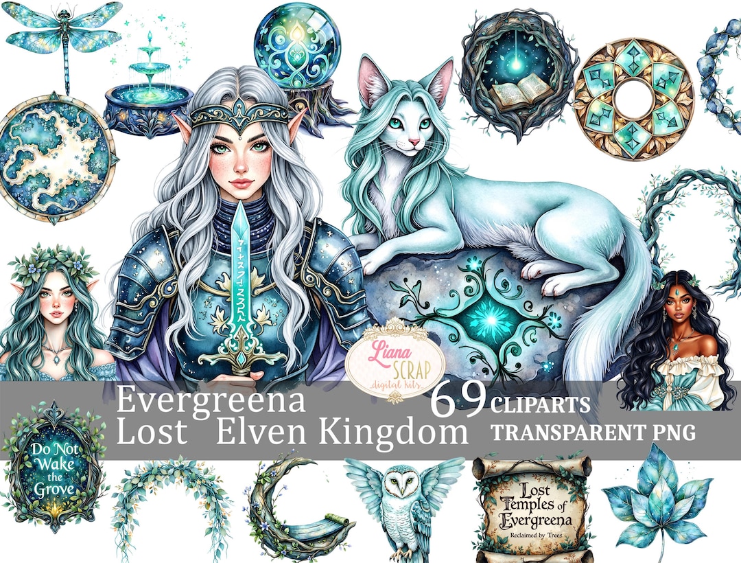 Elven Kingdom Clipart Set, Fantasy PNG Graphics (69 Images) - Etsy