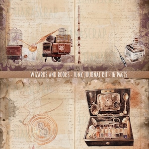 Wizards and Books Junk Journal Digital Kit Printable, Wizard Digital ...