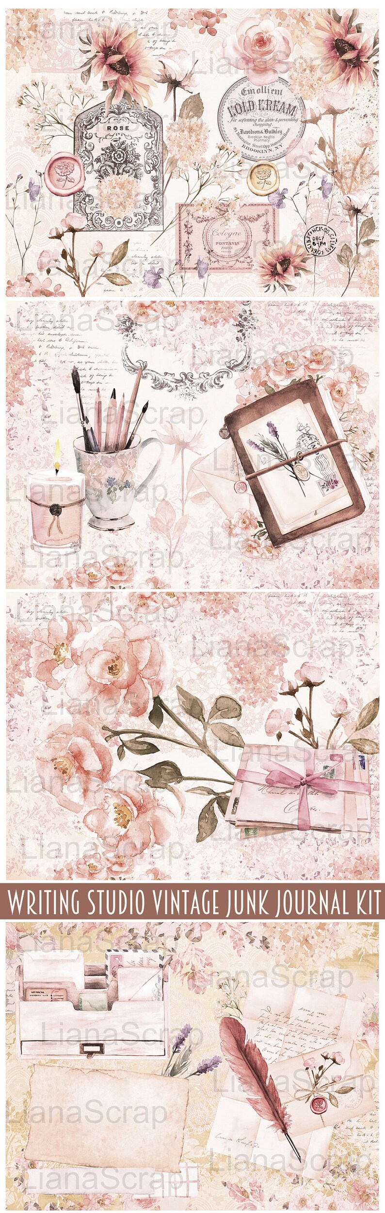 Writing Studio VINTAGE BUNDLE Junk Journal Digital Kit - Etsy