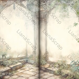 Basic Garden Digital Paper for Junk Journals, Old Paper With Faded ...