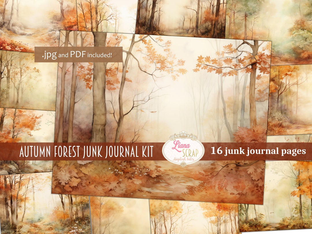 Autumn Forest Digital Junk Journal Background, Fairy Forest Collage ...