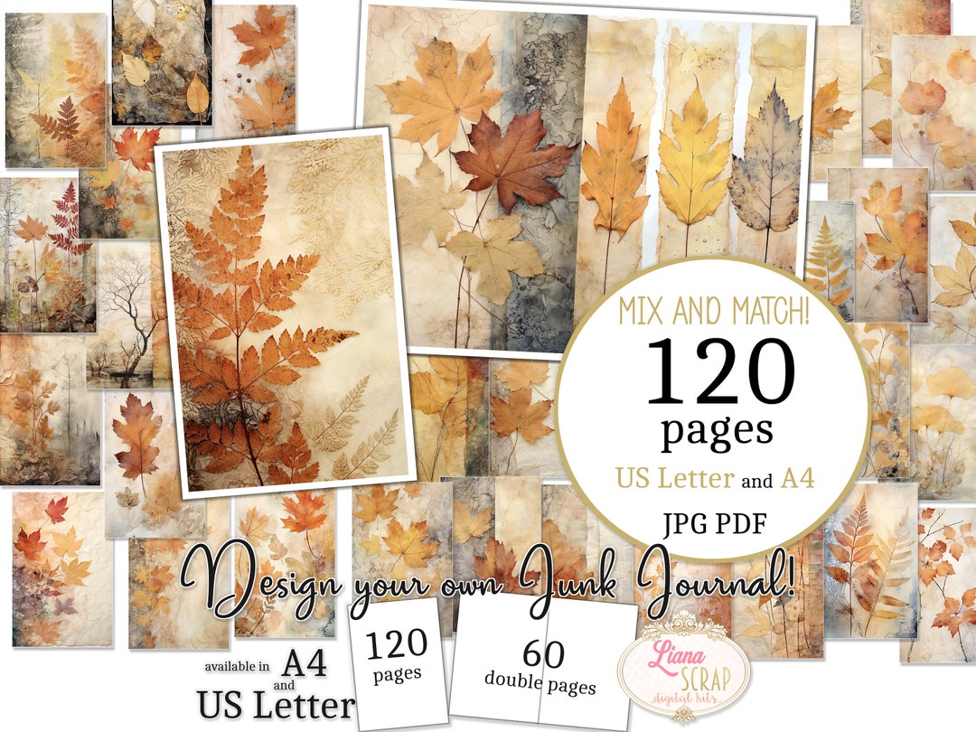 Junk Journal - Eco Dyed Autumn - US Letter and A4 Size, Fall Mix and ...