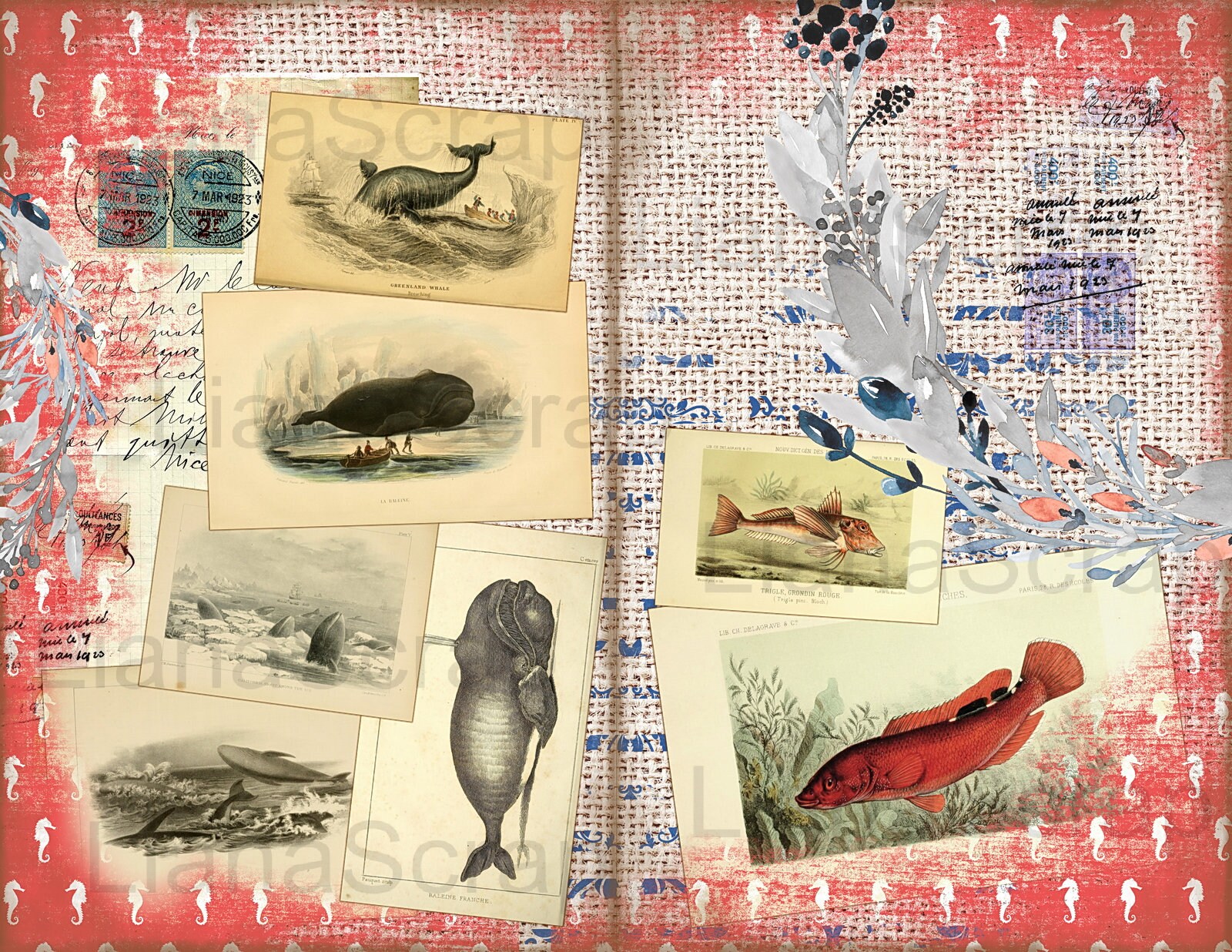 Sea Life Junk Journal Kit Digital Ocean Printables Nautical - Etsy