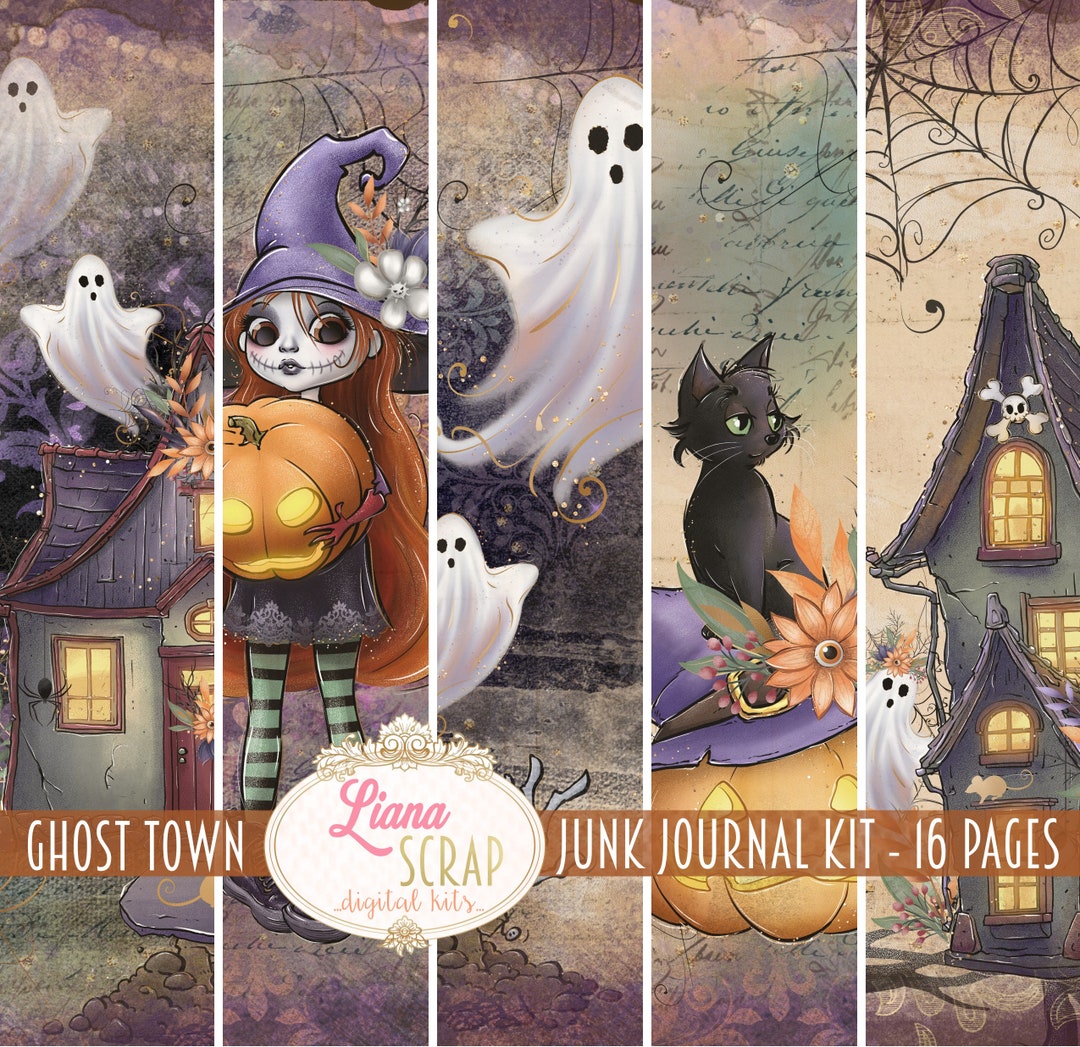 Ghost Town Junk Journal Digital Kit Printable, Magical Halloween ...