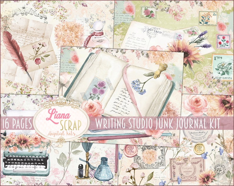 Writing Studio Junk Journal Digital Kit Printable Books and - Etsy