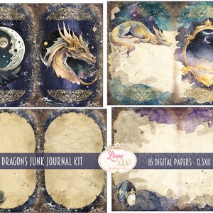 Celestial Dragons Junk Journal Kit, Fantasy World Collage Printables ...
