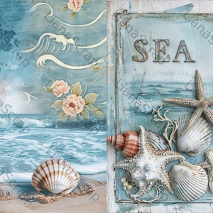 In Love With the Sea Digital Junk Journal Kit, Beach Collage Printable ...