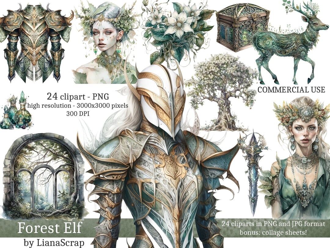 Forest Elf Clipart PNG Set, 24 Magical Clipart, Commercial Use Clip Art ...