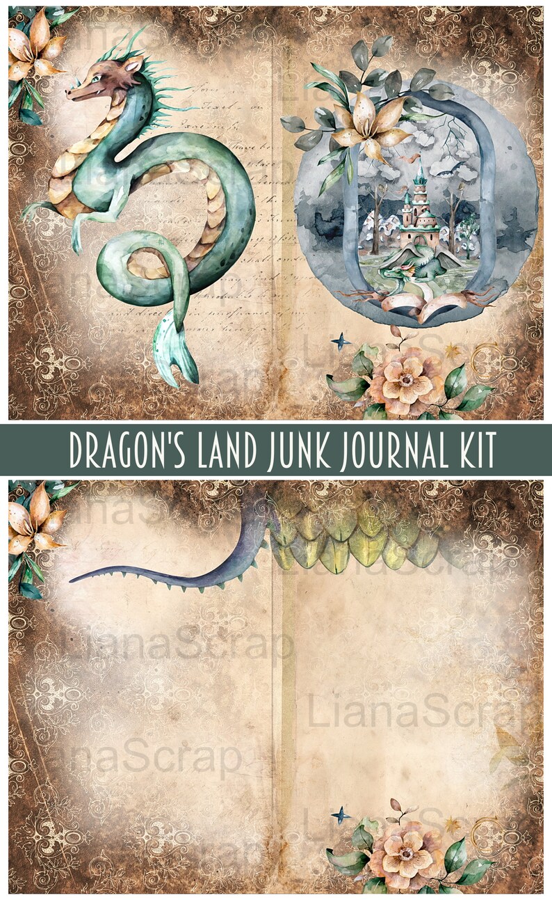 Dragons Land Junk Journal Digital Kit Printable Dragon - Etsy