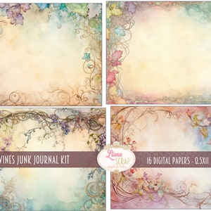Magical Vines Background, Digital Junk Journal, Vines Collage Printable ...