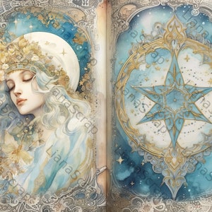 Moonlight Junk Journal Digital Kit Printable, Moon and Sun Celestial ...