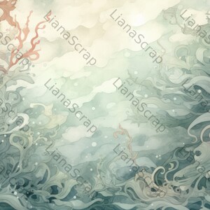 Cursed Ocean Background Paper, Haunted Underwater Collage Printable ...