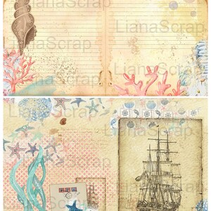 Coral and Shells Junk Journal Kit, Sea Printables, Nautical Collage ...