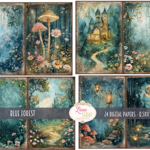 Blue Forest Junk Journal Digital Kit Printable, Enchanted Forest ...