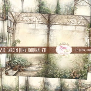 Basic Garden Digital Paper for Junk Journals, Old Paper With Faded ...