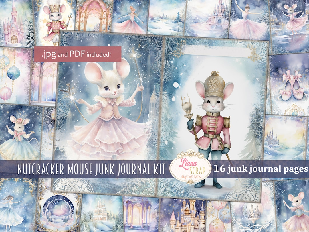 Nutcracker Mouse Digital Junk Journal Kit, Winter Collage Printable ...