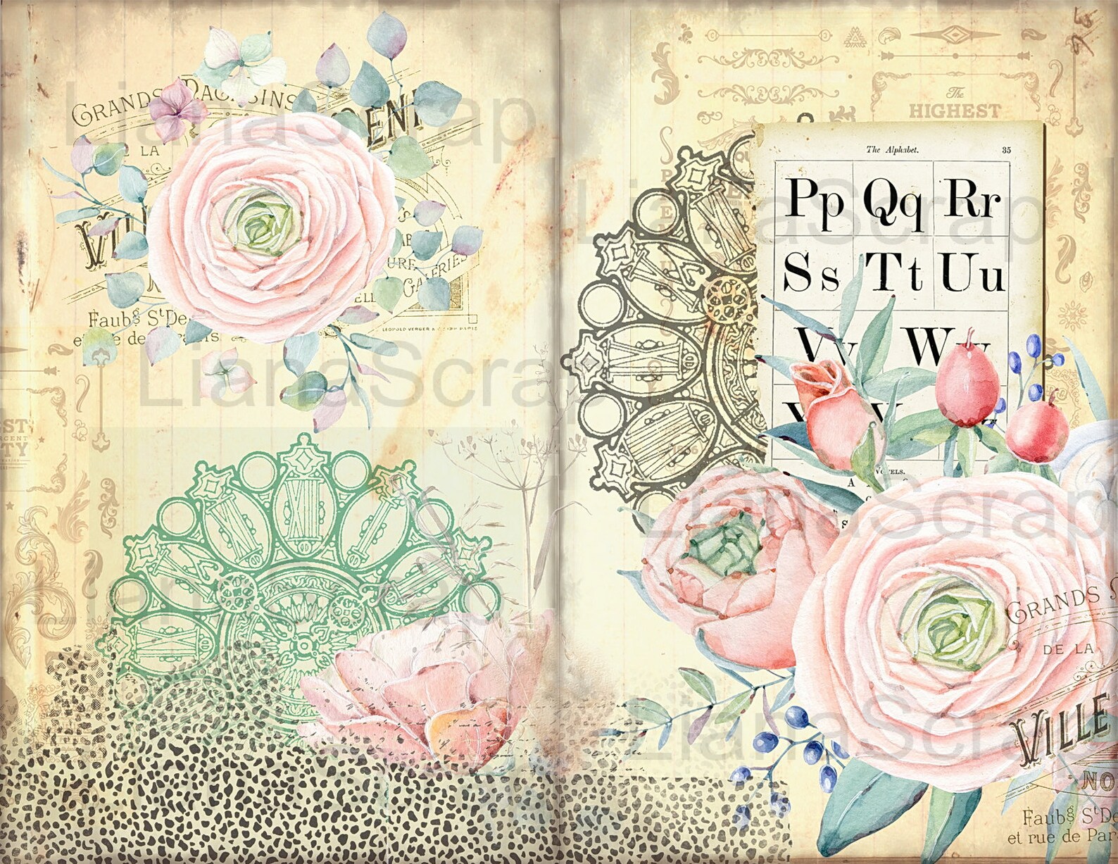 Vintage Clocks Junk Journal Digital Kit Printable Flowers and - Etsy