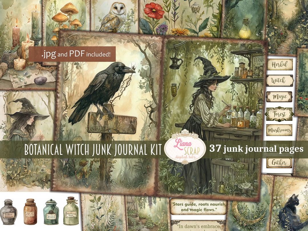Botanical Witch Junk Journal Kit, Medicinal Herbs, Grimoire (PDF) - Etsy