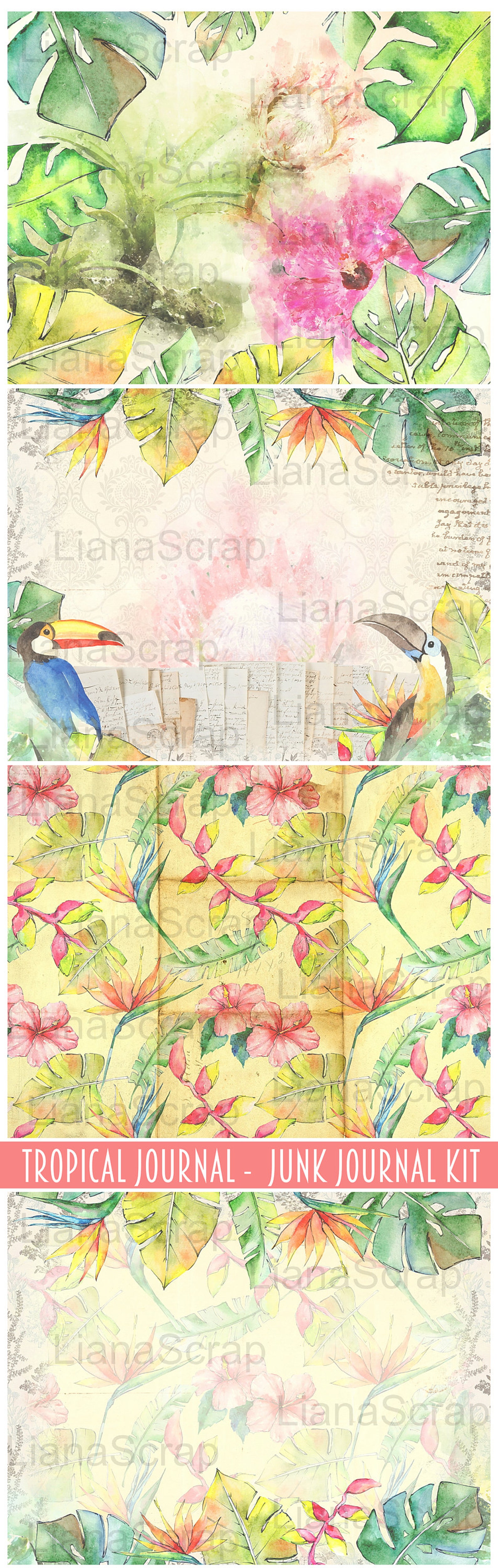 Tropical Journal Botanical and Nature Junk Journal Digital Kit - Etsy