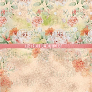 Artsy Peach Junk Journal Digital Kit Printable, Flowers and Birds ...