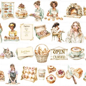 Bakery Clipart Set - 85 Watercolor Bakery PNG Images - Digital Clipart ...