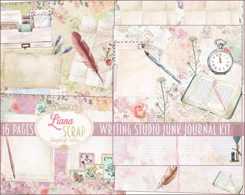 Writing Studio Junk Journal Digital Kit Printable Books and - Etsy
