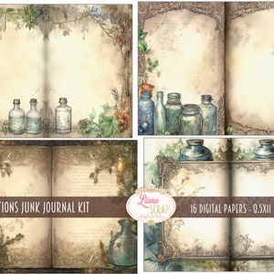Basic Potions Digital Paper for Junk Journals, Old Paper With Potions ...