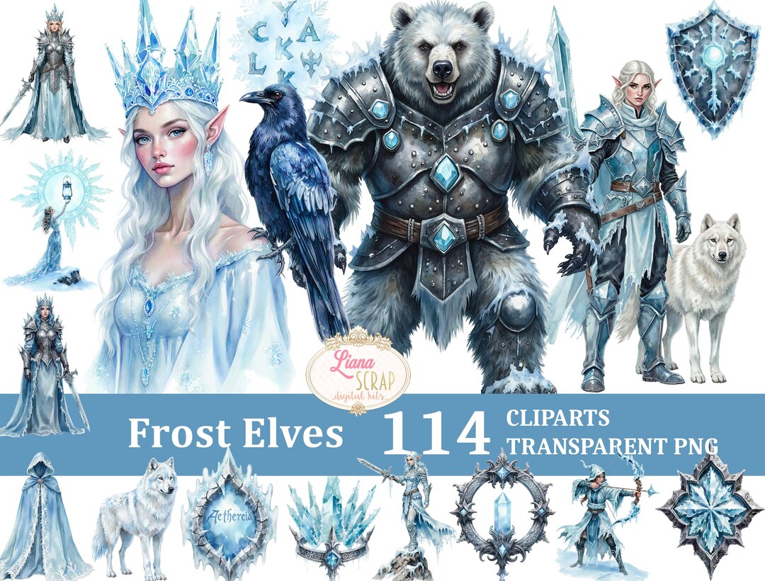 Frost Elves Clipart Set - 114 Winter Fantasy Designs - Digital Art ...