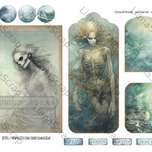 Cursed Ocean Digital Junk Journal ADDON Kit, Haunted Underwater Collage ...