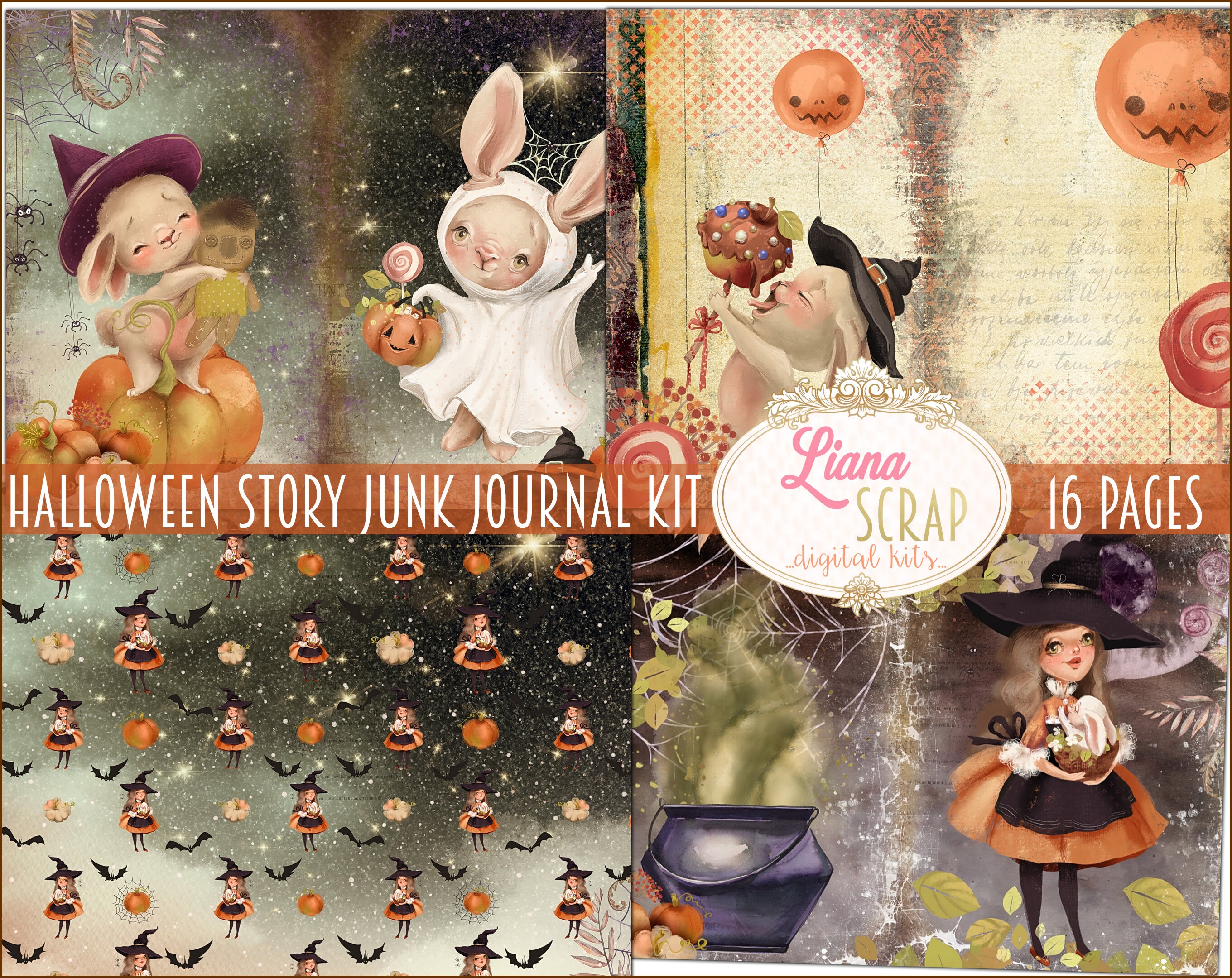 Halloween Story Junk Journal Digital Kit Printable Magical - Etsy