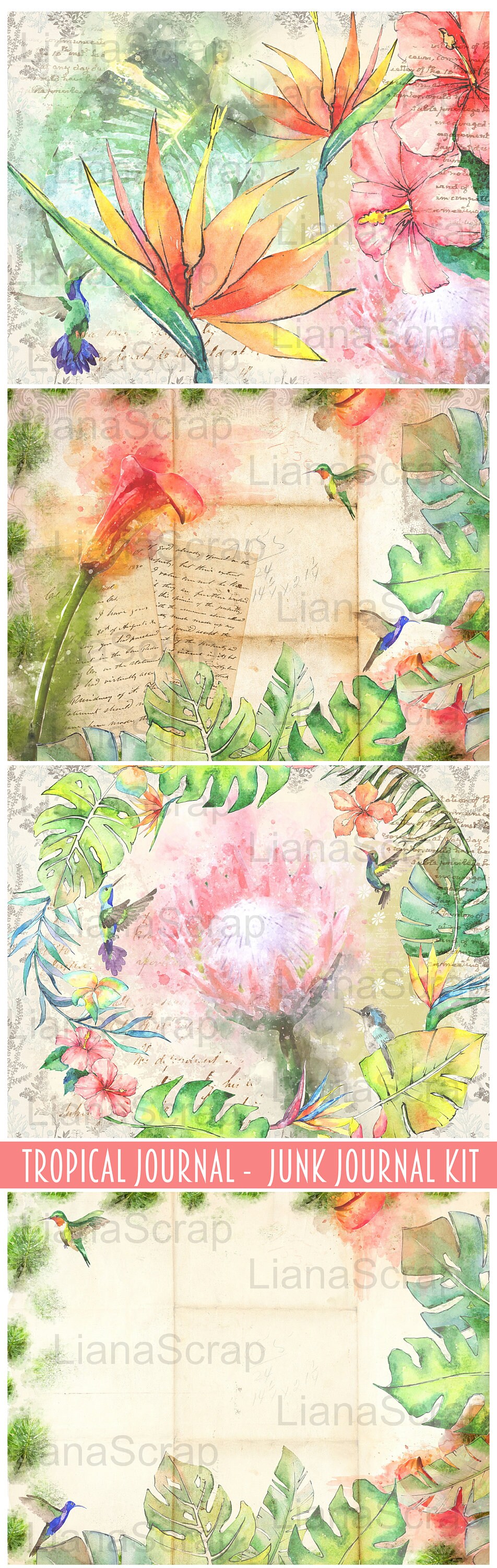Tropical Journal Botanical and Nature Junk Journal Digital Kit - Etsy