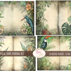 Basic Tropical Digital Paper for Junk Journals, Journal Paper With ...