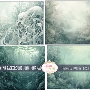 Cursed Ocean Background Paper, Haunted Underwater Collage Printable ...